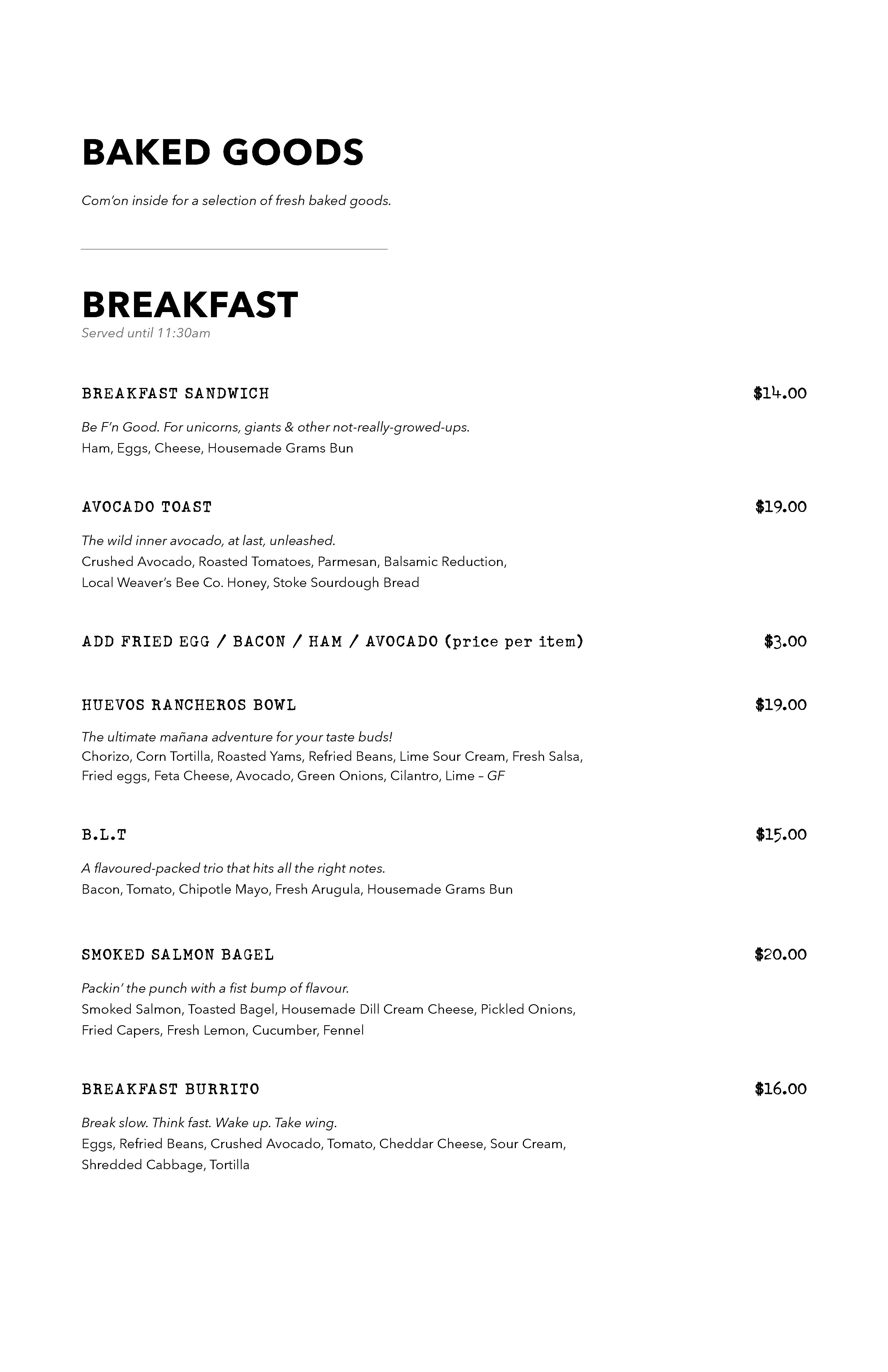 Cafe Menu – Kicking Horse Coffee - Canada